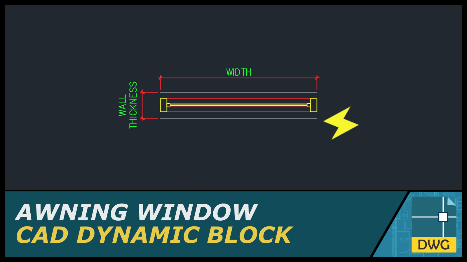 Awning Window (Plan View) – CAD Dynamic Block | The Solo Architect