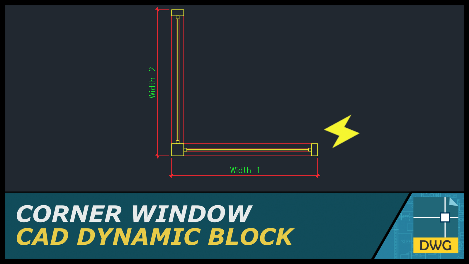 Corner Window (Plan View) – CAD Dynamic Block | The Solo Architect