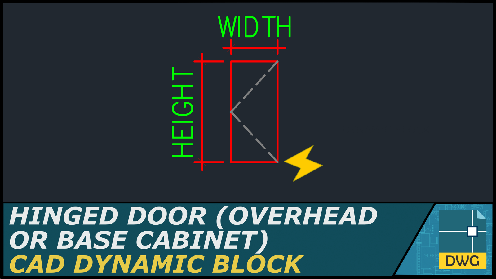 Hinged Door (Elevation View): Cabinet – CAD Dynamic Block | The Solo ...