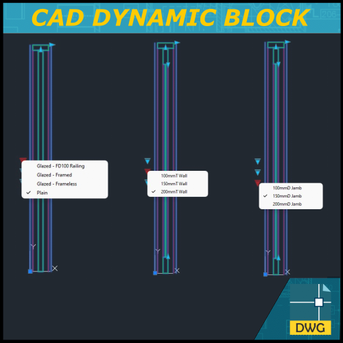 Tool Palette + Dynamic Blocks for AutoCAD® – Window Parts (Plan ...